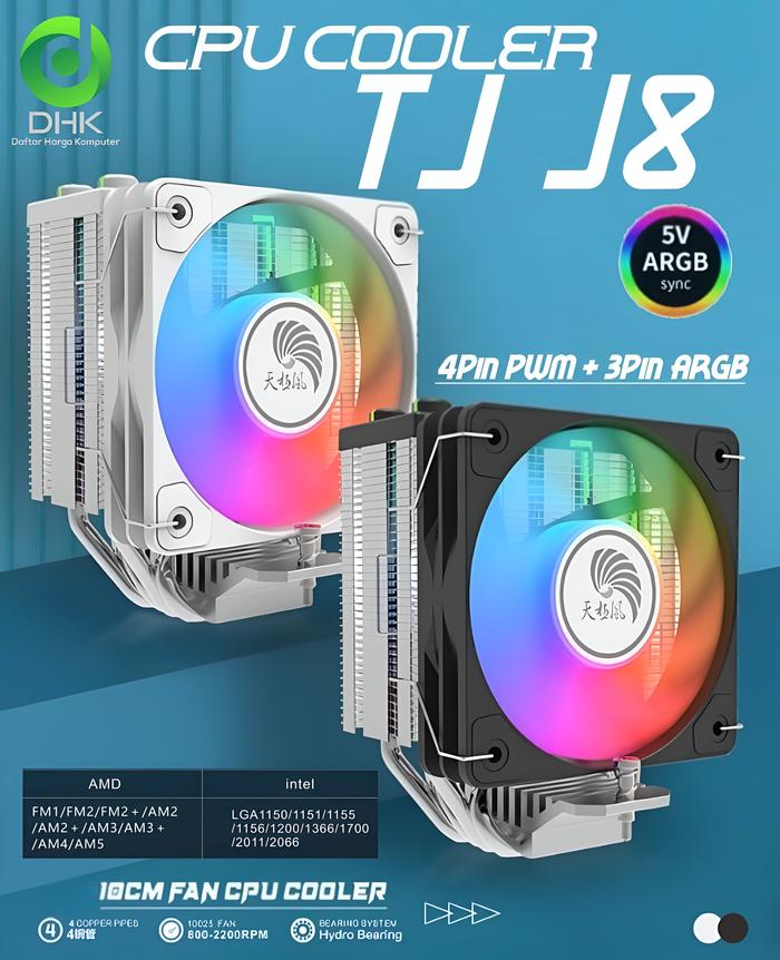 Jual CPU COOLER TJ J8 ARGB PWM 10CM CPU FAN - Hitam - Jakarta Pusat ...
