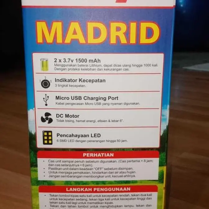 Kipas Angin Portable + Lampu Emergency 6 inch Charge SURYA MADRID ...