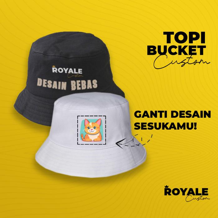 Jual Custom Topi Bucket / Bucket Hat Sablon Satuan Souvenir - Putih ...