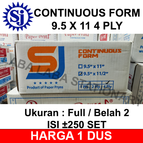 Jual KERTAS CONTINUOUS FORM 4 PLY 9.5 X 11 SJ PAPER PRINT A4 / RANGKAP ...