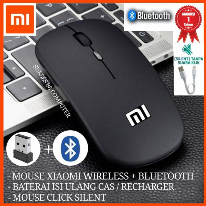 Promo MOUSE XIAOMI BLUETOOTH & WIRELESS RECHARGER KLIK SILENT BATERAI ...