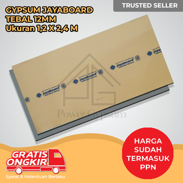 Jual Papan Gypsum Jayaboard 12mm 1,2M x 2,4M | Gypsum Jaya 12mm ...