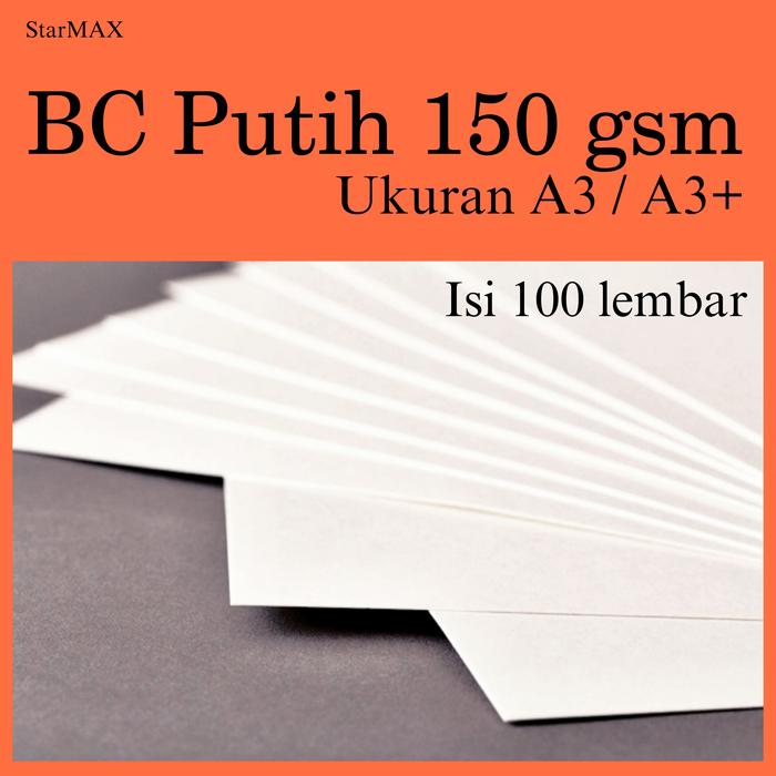 Jual 100 LEMBAR | Kertas BC Putih 150 gsm ukuran A3 / A3+ | per pack ...