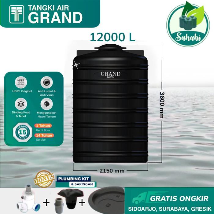 Jual Tandon Air / Tangki Air / Toren Air Grand 12000 L Anti Lumut Anti ...