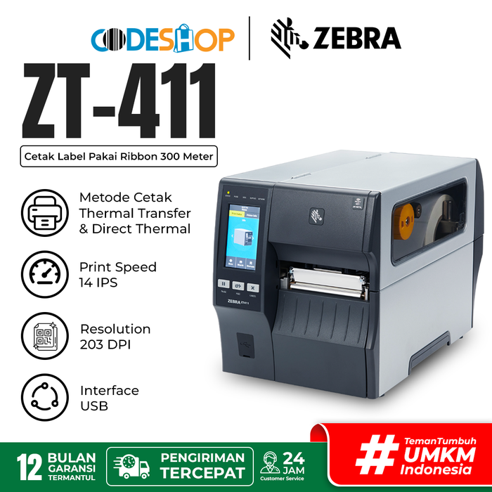 Promo Zebra ZT-411 Printer Label Direct Thermal Transfer Barcode ...