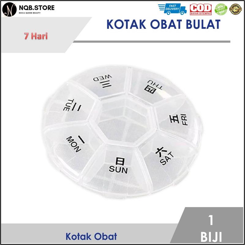 Kotak Obat BULAT 7 Hari Wadah Sekat Penyimpanan Pil Kapsul Tablet ...