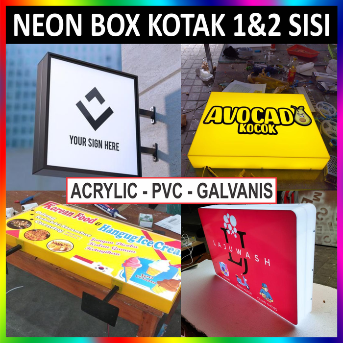Jual Neon Box Kotak 1 & 2 Sisi Acrylic PVC LED Free Design Murah Meriah ...