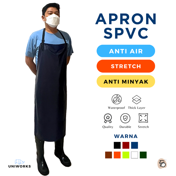 Promo Apron Anti Air dan Minyak UNIWORKS Bahan PVC Stretch Seri V01 ...