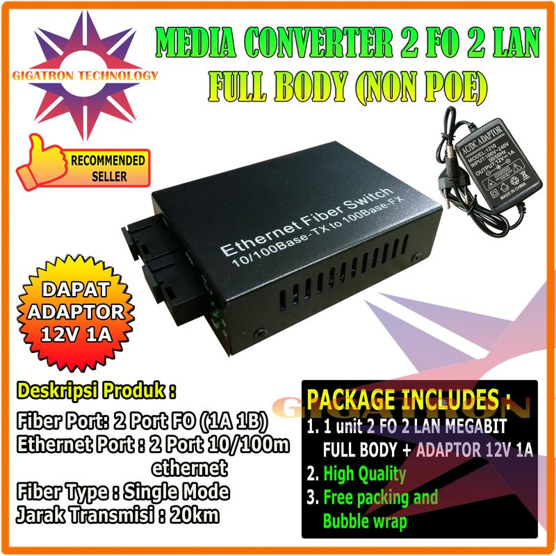 Media Converter 2 FO 2 LAN Switch Fiber Optic HTB 2 SC 2F2E 10/100Mbps ...