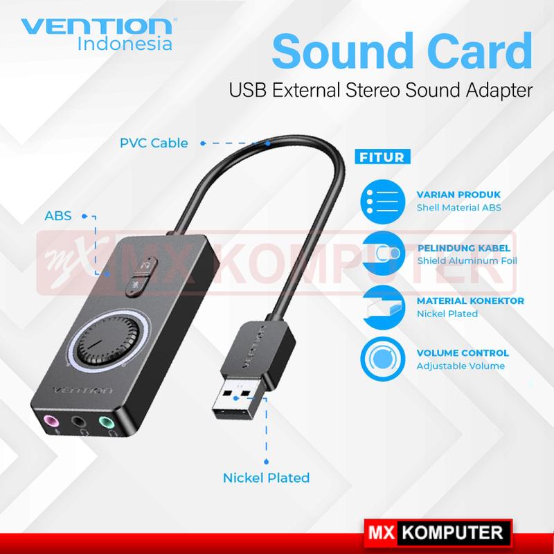 Sound Card VENTION USB 2.0 with Microphone Input and Volume Control ...
