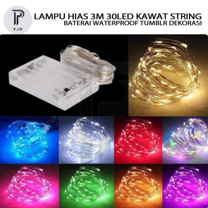 Jual Lampu Hias 3M 30 LED Kawat String BATERAI WATERPROOF Tumblr ...