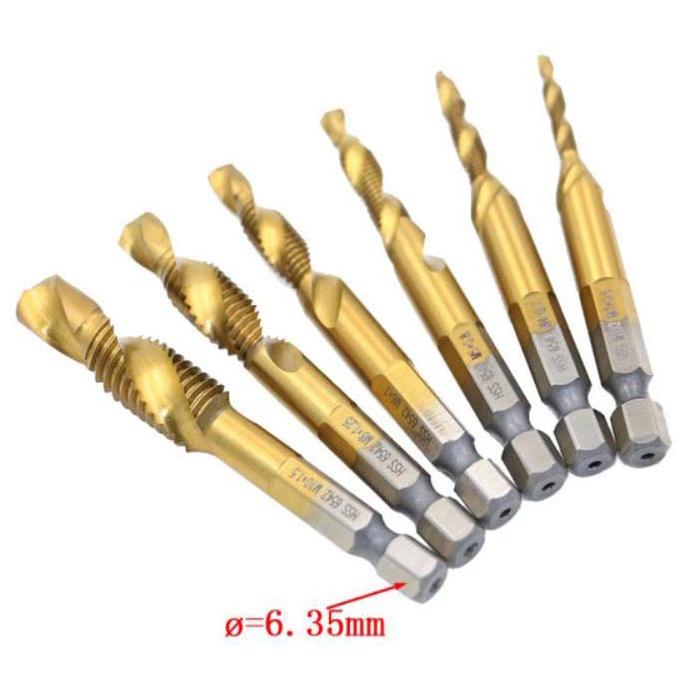 Jual Set 6 Pcs Mata Bor Drill Bit Tap Tapping Drat Baut M3 M4 M5 M6 M8 ...