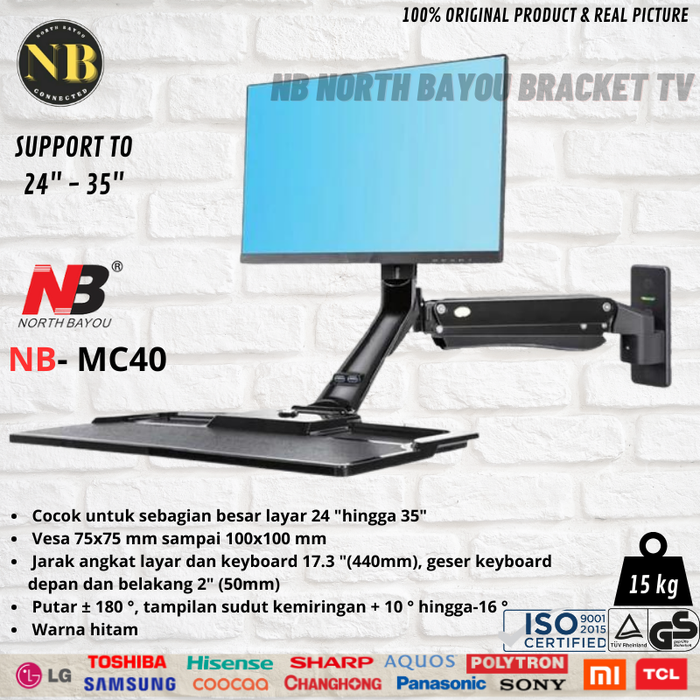 Jual BRACKET MONITOR 24 - 35 INCH SIT-STAND ARM MONITOR WALL MOUNT NB ...