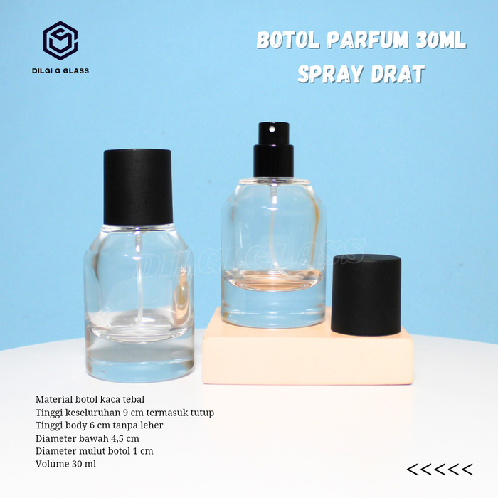 Jual Botol Parfum 30ml spray drat / Botol Kaca Parfum Hertic 30ml spray ...