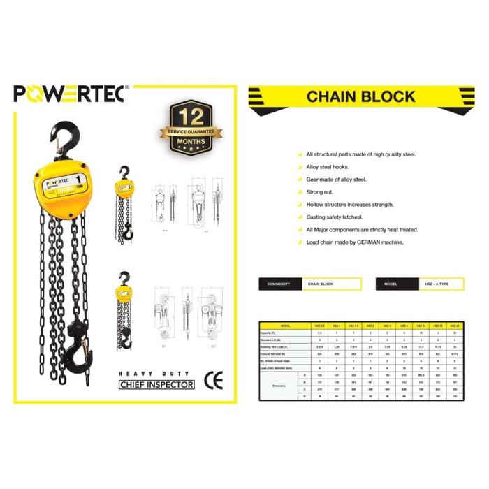 Jual CHAIN BLOCK POWERTECH 5 TON X 3 MTR - ALAT BERAT - PERKAKAS ...