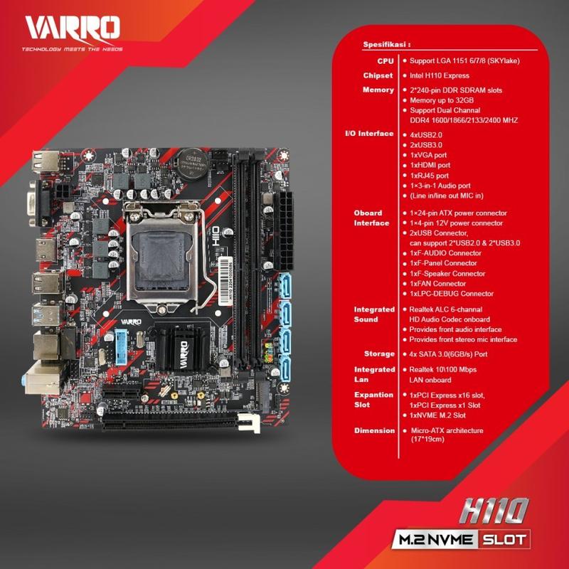 VARRO H110M NVME DDR4 SOCKET LGA 1151 / H110 M2 NVME - Shop | Tokopedia