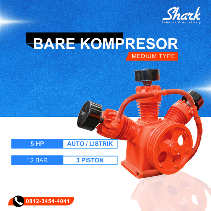Jual Head Bare Compresor 5hp 5 PK SHARK 12 bar - UNLOADING - Kota ...