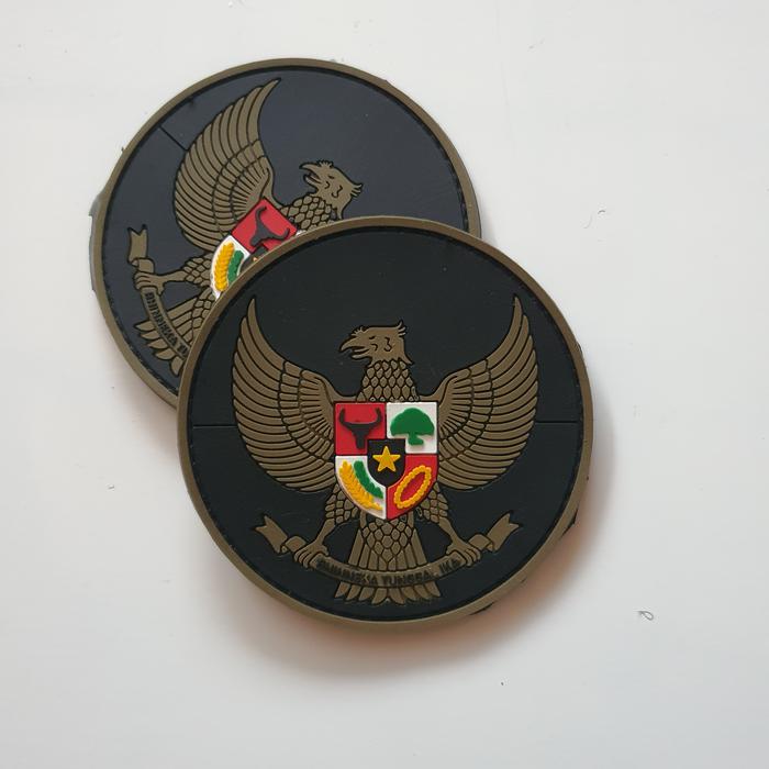 Jual patch rubber logo garuda bulat coklat tempelan aksessoris emblem ...