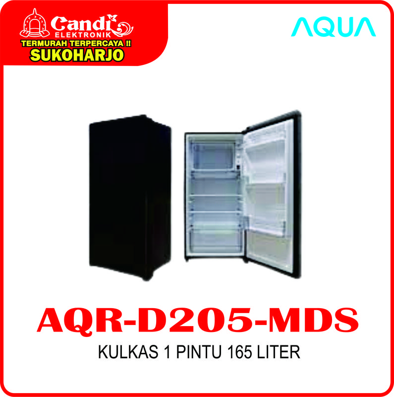 AQUA Kulkas 1 Pintu 165L Big Freezer 71 Watt AQR-D205 D205 MDS D205MDS ...