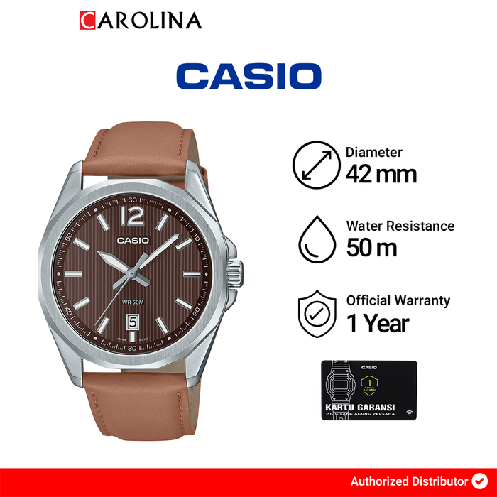 Promo Jam Tangan Pria Casio Standard MTP-E725L-5A Brown Analog Dial ...