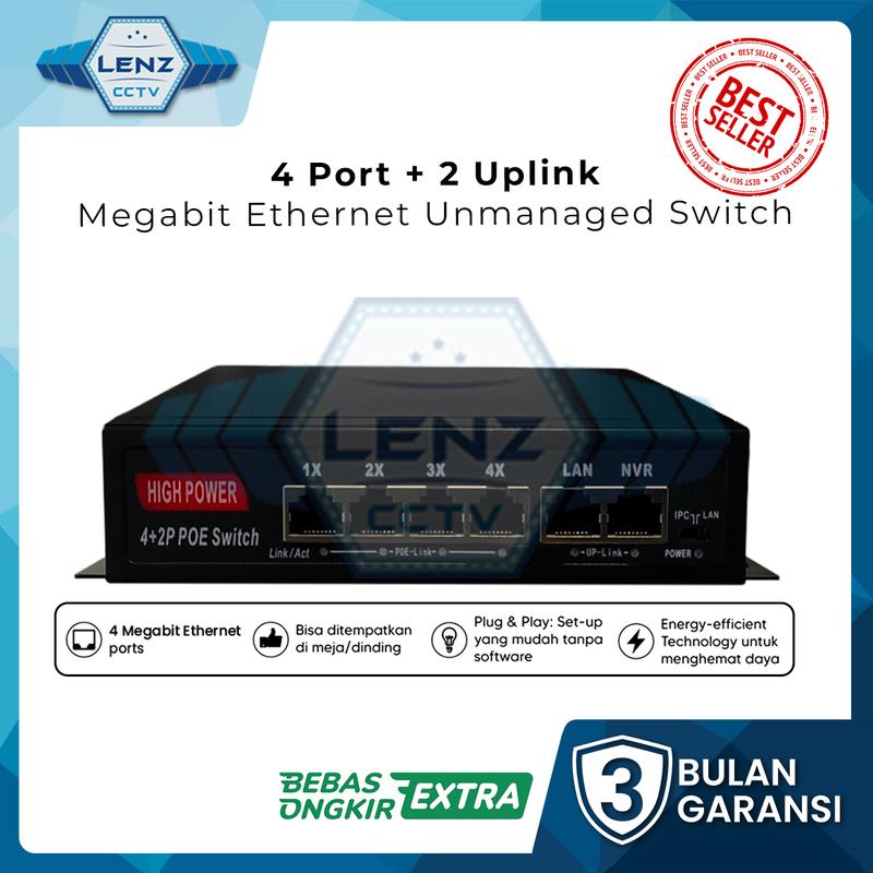 Switch POE Hub 4+2 Port / Switch POE 4 Port - Shop | Tokopedia