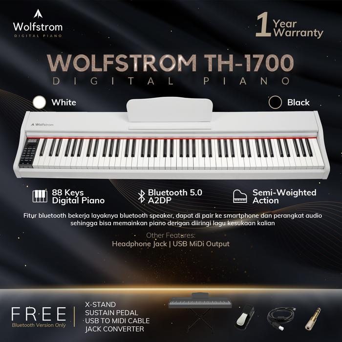 Promo Wolfstrom TH-1700 Digital Piano Keyboard Elektrik 88 Keys - LH ...
