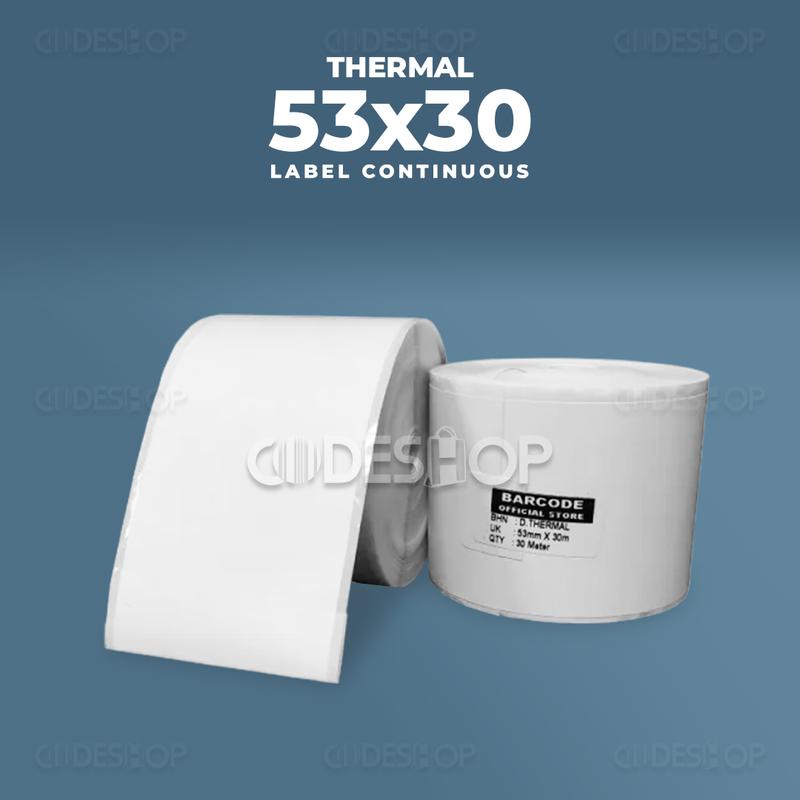 Stiker Label Thermal 53 mm x 30 m Continues Thermal - Shop | Tokopedia