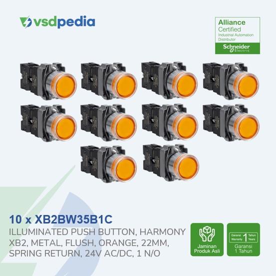 Promo SCHNEIDER ILLUMINATED PUSH BUTTON XB2 ORANGE 24V AC/DC XB2BW35B1C ...