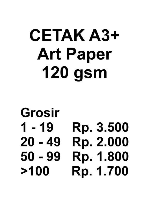 Cetak A3+ Ukuran 32.5x48 cm Kertas Art Paper 120 gsm - Shop | Tokopedia