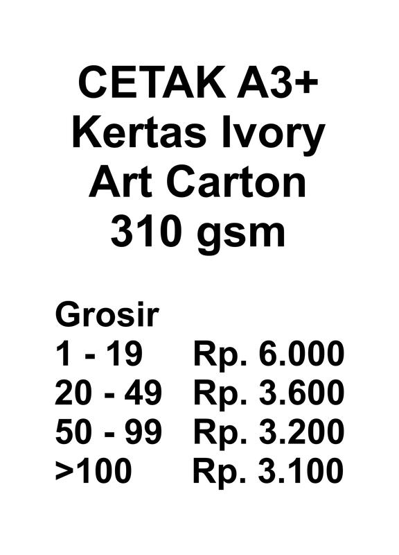 Cetak A3+ Ukuran 32.5x48 cm Kertas Ivory Art Carton Art Karton - Shop ...