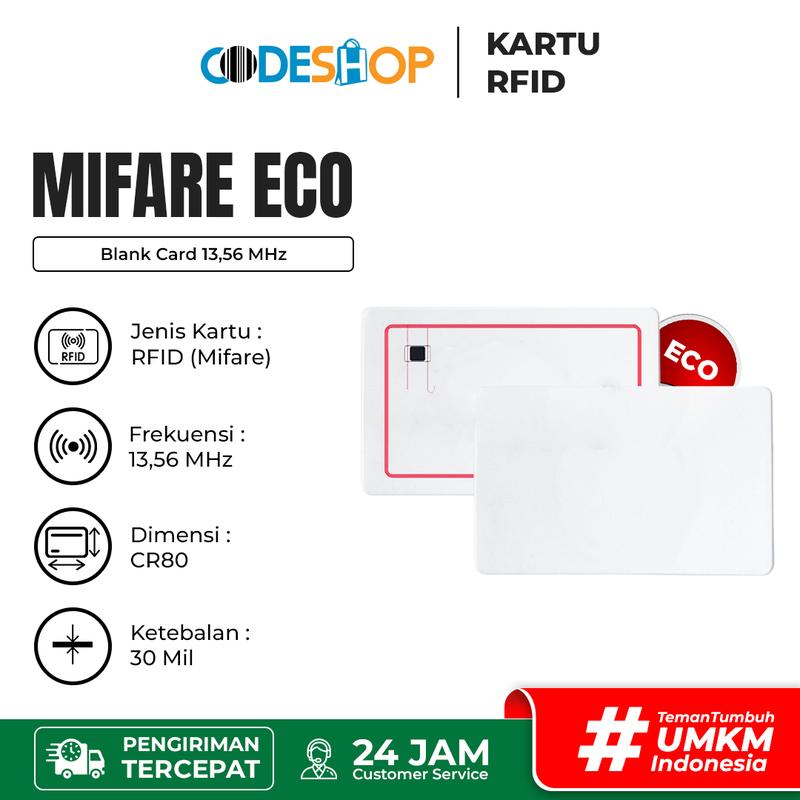 Kartu RFID Mifare 13,56 MHz Blank Card PVC Putih Polos ECO - Shop ...