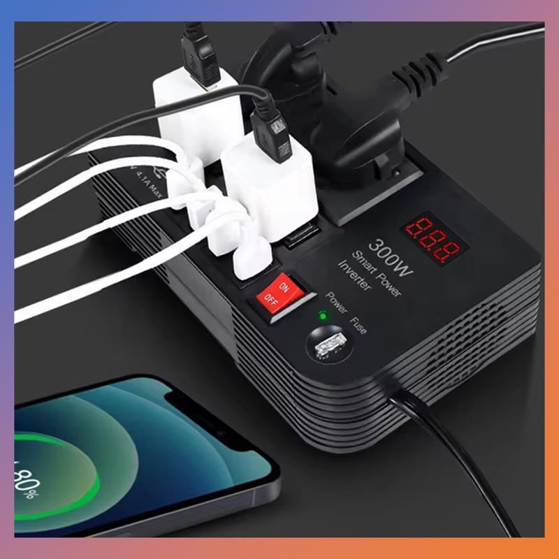 Car Power Inverter DC 12V to AC 220V 300W 4 USB Port 2 Colokan - Shop ...