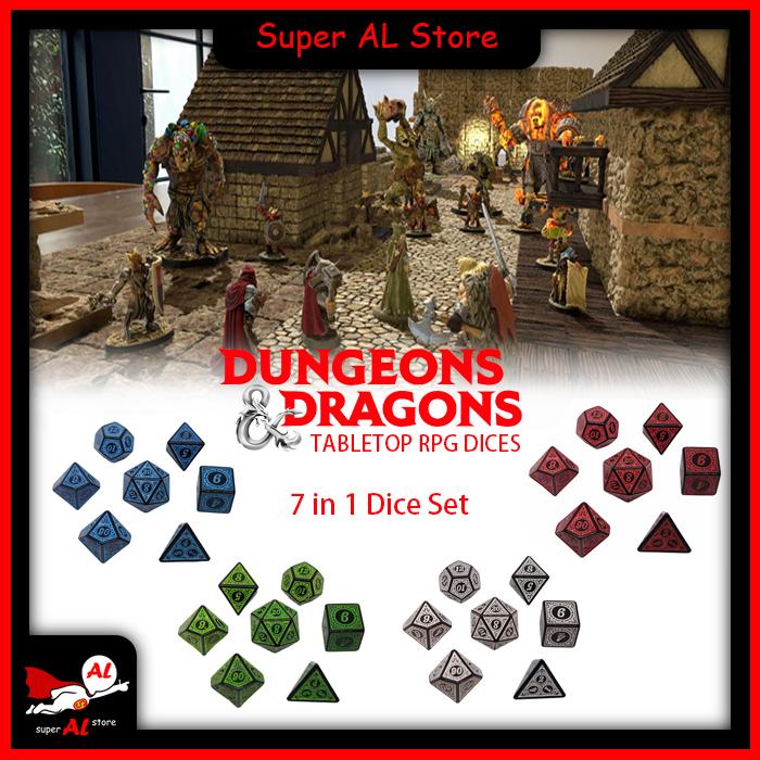 7 in 1 High Quality RPG dice set / Dadu Polyhedral DnD beragam - Shop ...