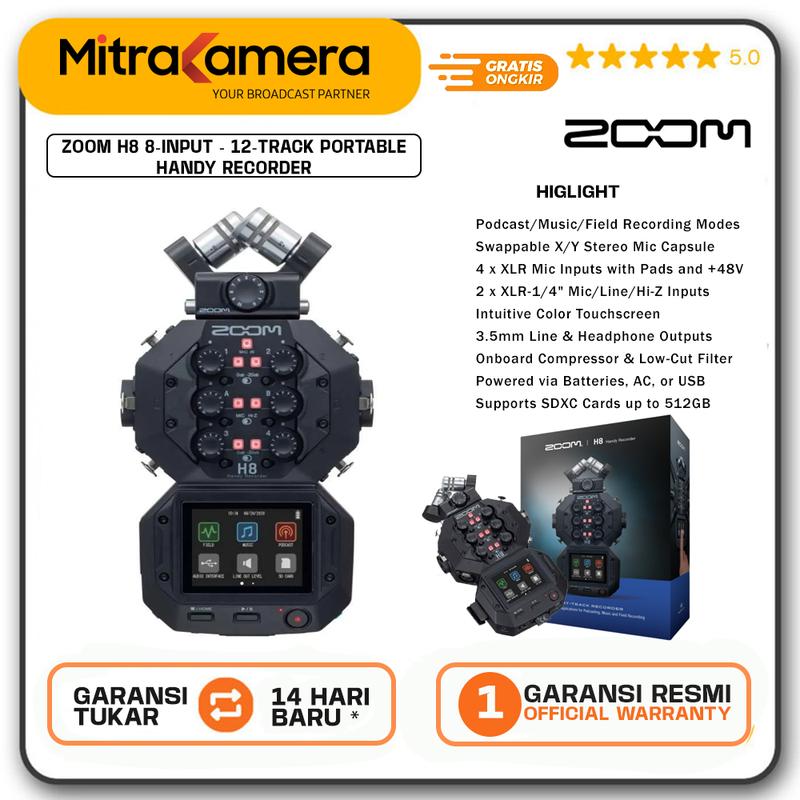 Zoom H8 8-Input - 12-Track Portable Handy Recorder - Shop | Tokopedia