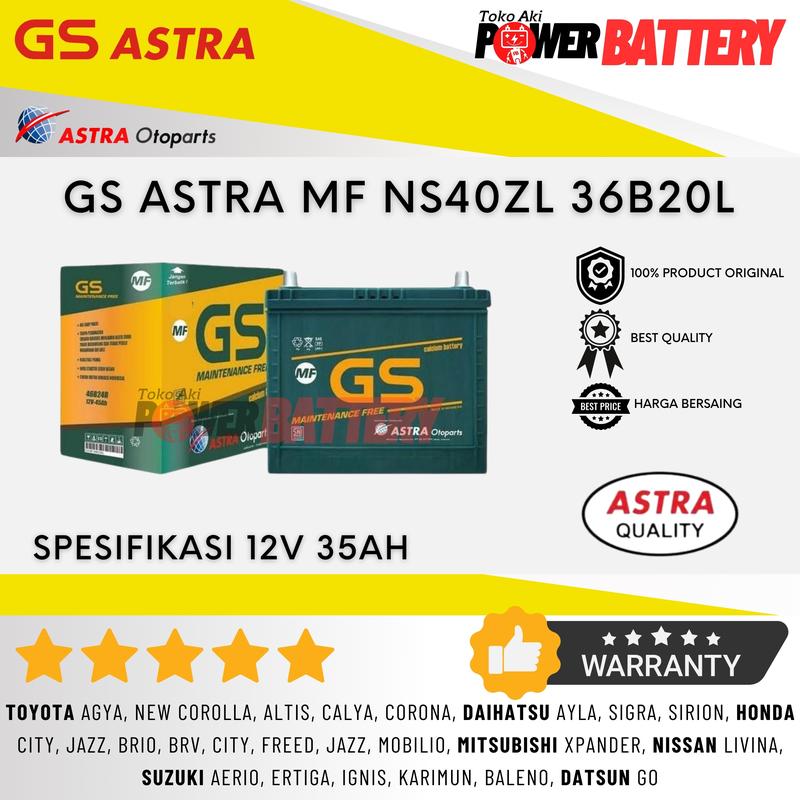 Aki Mobil GS Astra MF NS40ZL Agya Ayla Brio Datsun Go - Shop | Tokopedia