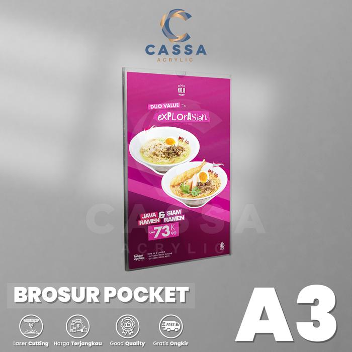 Jual Acrylic Pocket Frame / Akrilik Tempel / Display Brosur A3 ...