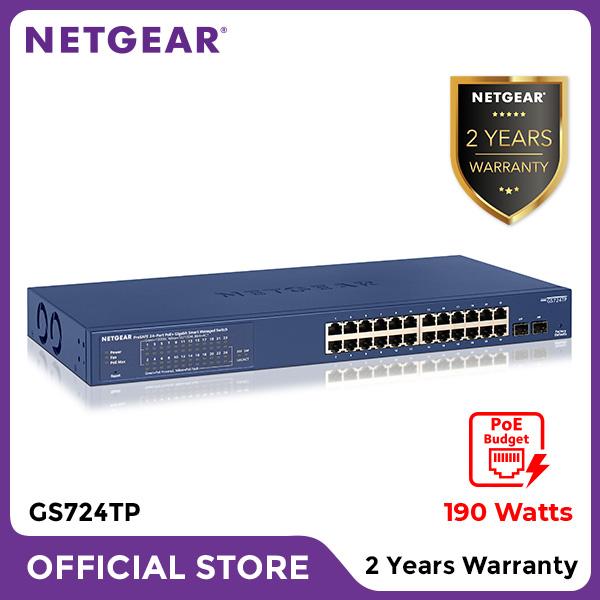 Netgear GS724TP 24 Port Gigabit Ethernet PoE Smart Managed Pro Switch ...