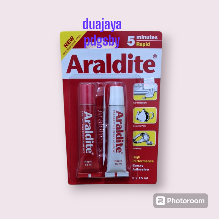 Jual Araldite Lem Araldite Besi Merah Epoxy Asli 5 Menit 2 Tube 15 ml ...