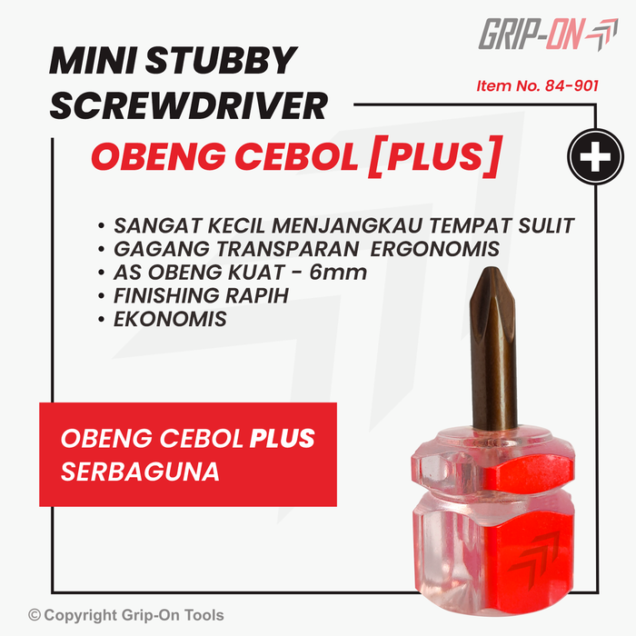 Jual Grip-On Mini Stubby Screwdriver Obeng Cebol Plus Minus Serbaguna ...