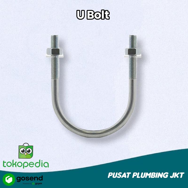 U Bolt 2" inch / Klem U Besi Galvanis 2" inch / U Bolt 5/16 x 2" / U ...