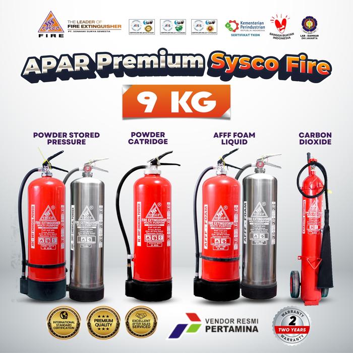 Jual APAR 9 Kg Premium SYSCO FIRE - FOAM / POWDER / CO2 - Alat Pemadam ...