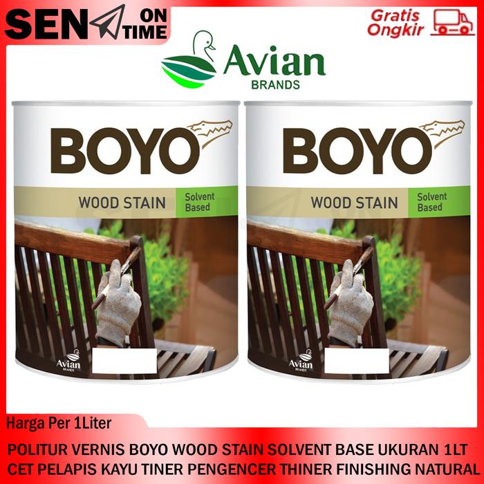 Jual POLITUR VERNIS BOYO WOOD STAIN SOLVENT BASE UKURAN 1LT CET PELAPIS ...