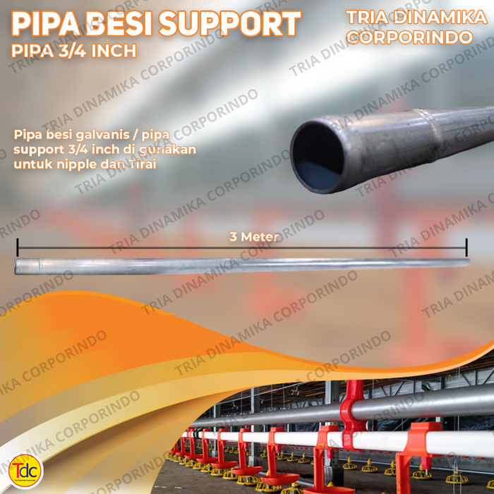 Jual Pipa Besi Support 3/4 inch Pipa Besi 25mm - Alat Ternak Kandang ...