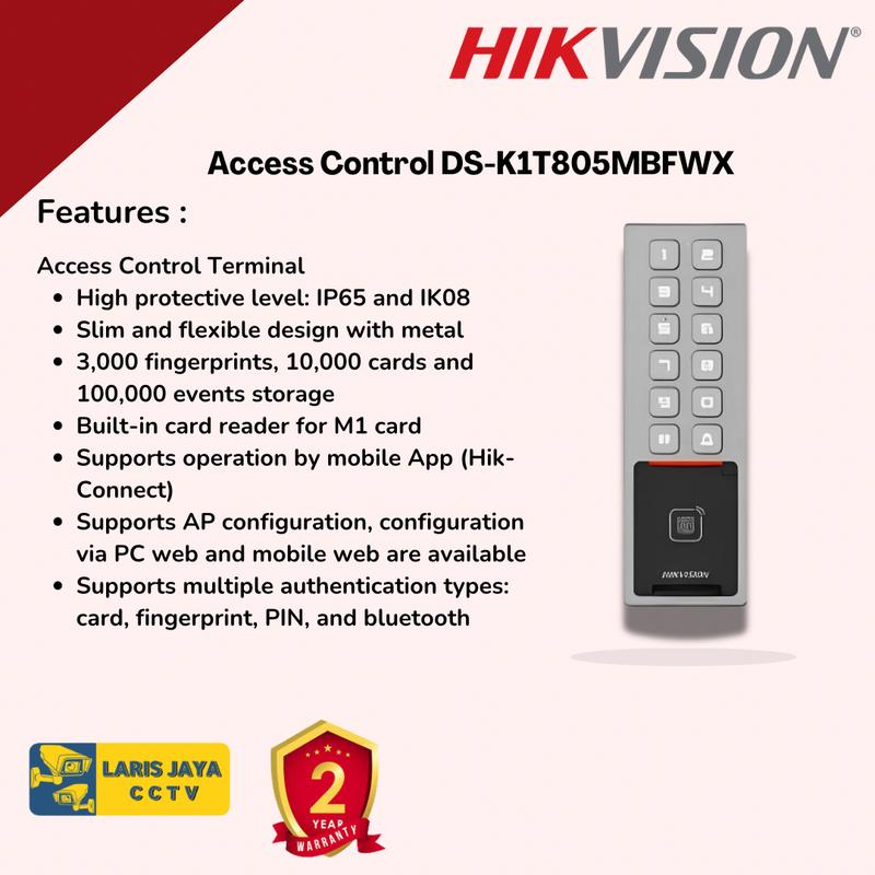 HIKVISION DS-K1T805MBFWX ACCESS CONTROL DOOR FINGERPRINT - Shop | Tokopedia