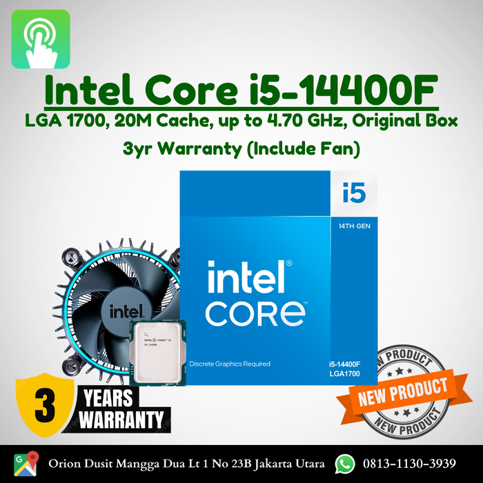 Jual Processor Intel Core i5-14400F Box Original + Fan (LGA 1700, 20M ...