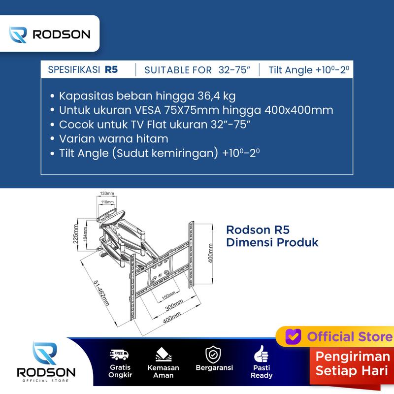 Bracket TV LED LCD R5 32 - 75 Inch Tilt Swivel Kualitas NB P5 - Shop ...