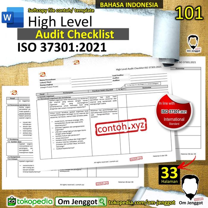 Jual High Level Audit Checklist ISO 37301:2021 Compliance Management ...
