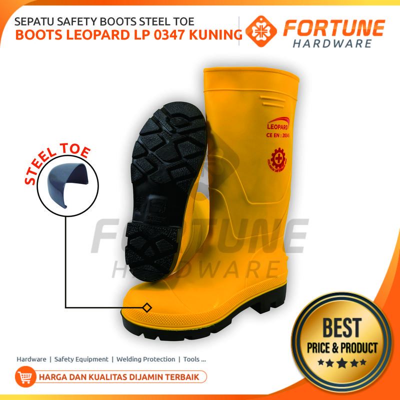 Sepatu Boot Safety Leopard 0347 Karet Ujung Besi Steel Toe Proyek ...
