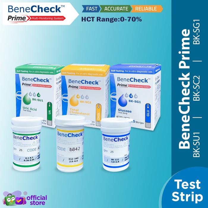 Jual Paket 3 Strip Benecheck Prime (Cek Gula Darah, Kolesterol, dan ...