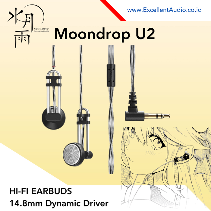 Jual Earphone Moondrop U 2 U-2 U2 14.8mm Dynamic Driver Earbuds ...